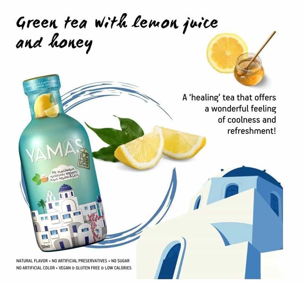 YAMAS, Green Ice Tea with lemon juice and honey, 360ml (Best before 07/ ...