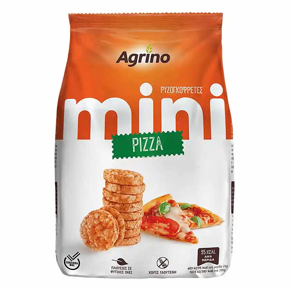 AGRINO, Mini Gluten-Free Rice Crackers with Pizza Flavour, 50g (Best before 28/12/2025 ...